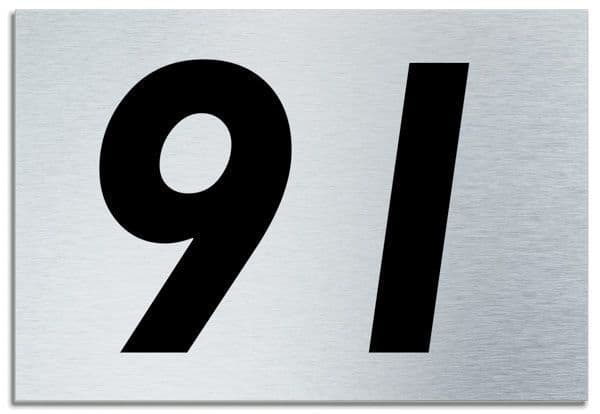 Number 91 Contemporary House Plaque Brusher Aluminium modern door sign