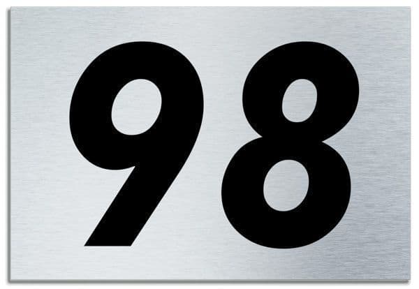 Number 98 Contemporary House Plaque Brusher Aluminium modern door sign