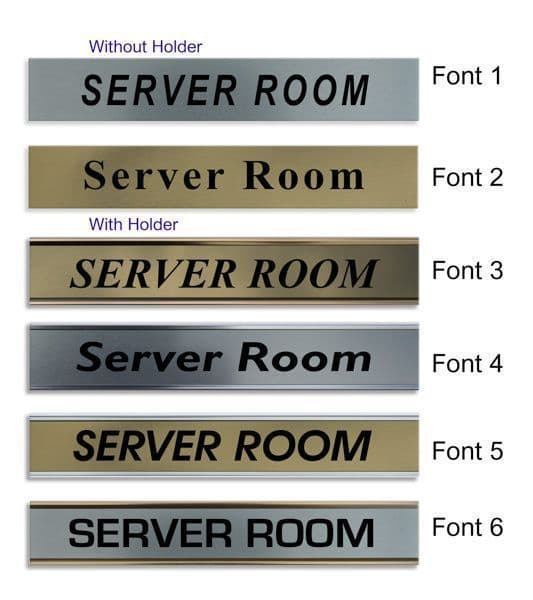 Server Room Door Nameplate slide in or fixed room sign
