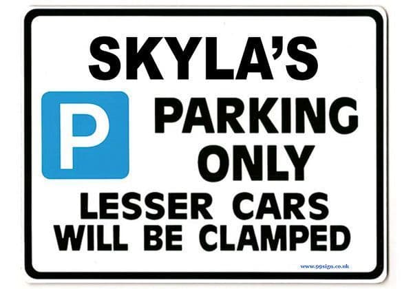 SKYLA S Personalised Parking Sign Gift Unique Car Present for Her Size ...