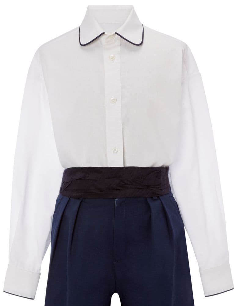 Navy Piped Collar Shirt | Patrizia Wigan Designs