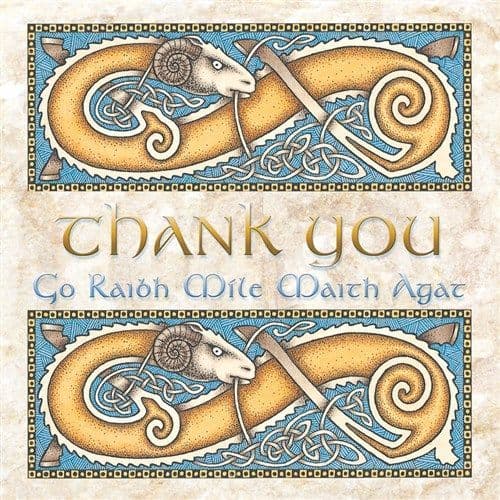Celtic Ram Thank You Card - Irish Language