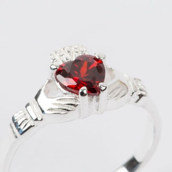 Claddagh Ring January Birth Stone