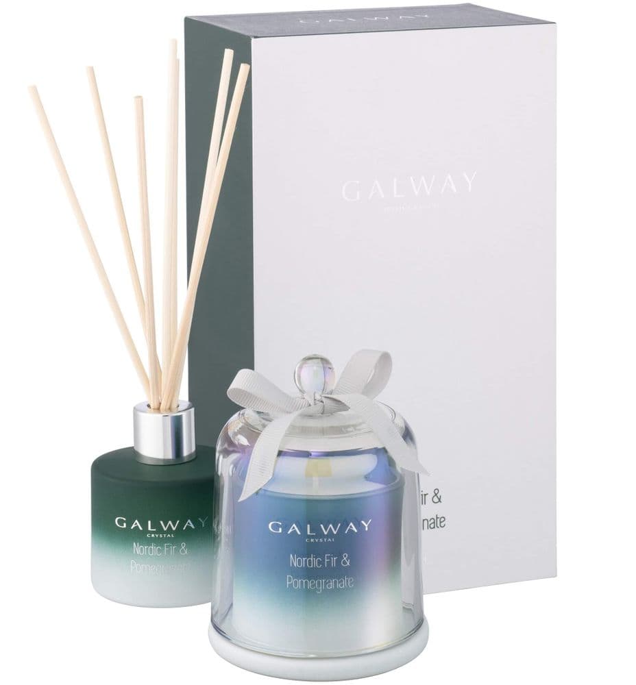 Galway Crystal Nordic Fir Diffuser and Bell Candle Set