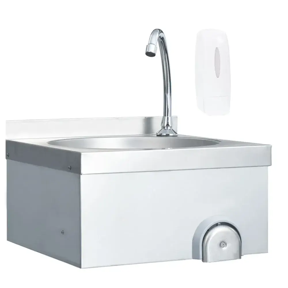 Knee Operated Hand Wash Sink with Tap and Soap Dispenser Stainless Steel