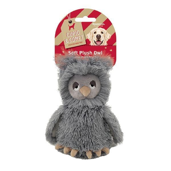 Cupid & Comet Rosewood Festive Soft Plush OWL Cute Owl Toy For Dogs ...