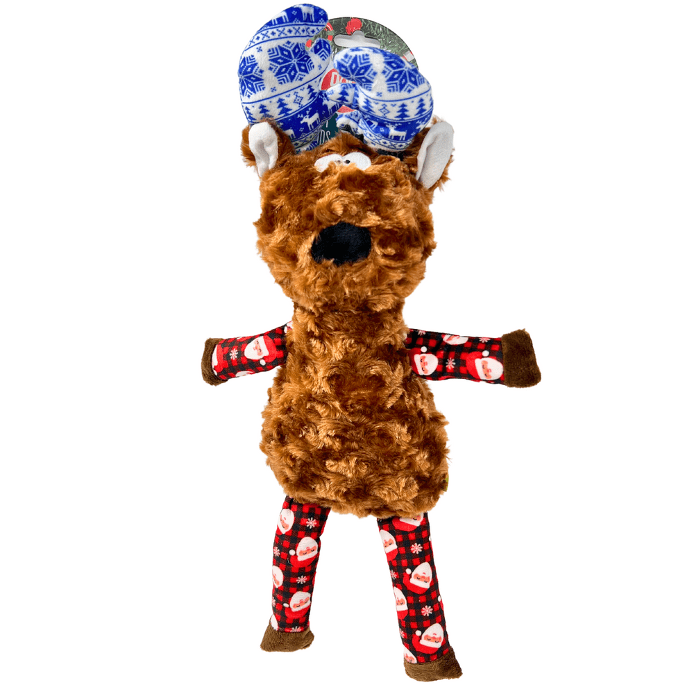 Dog Life Festive Ruby Reindeer Plush Dog Toy with Squeaker
