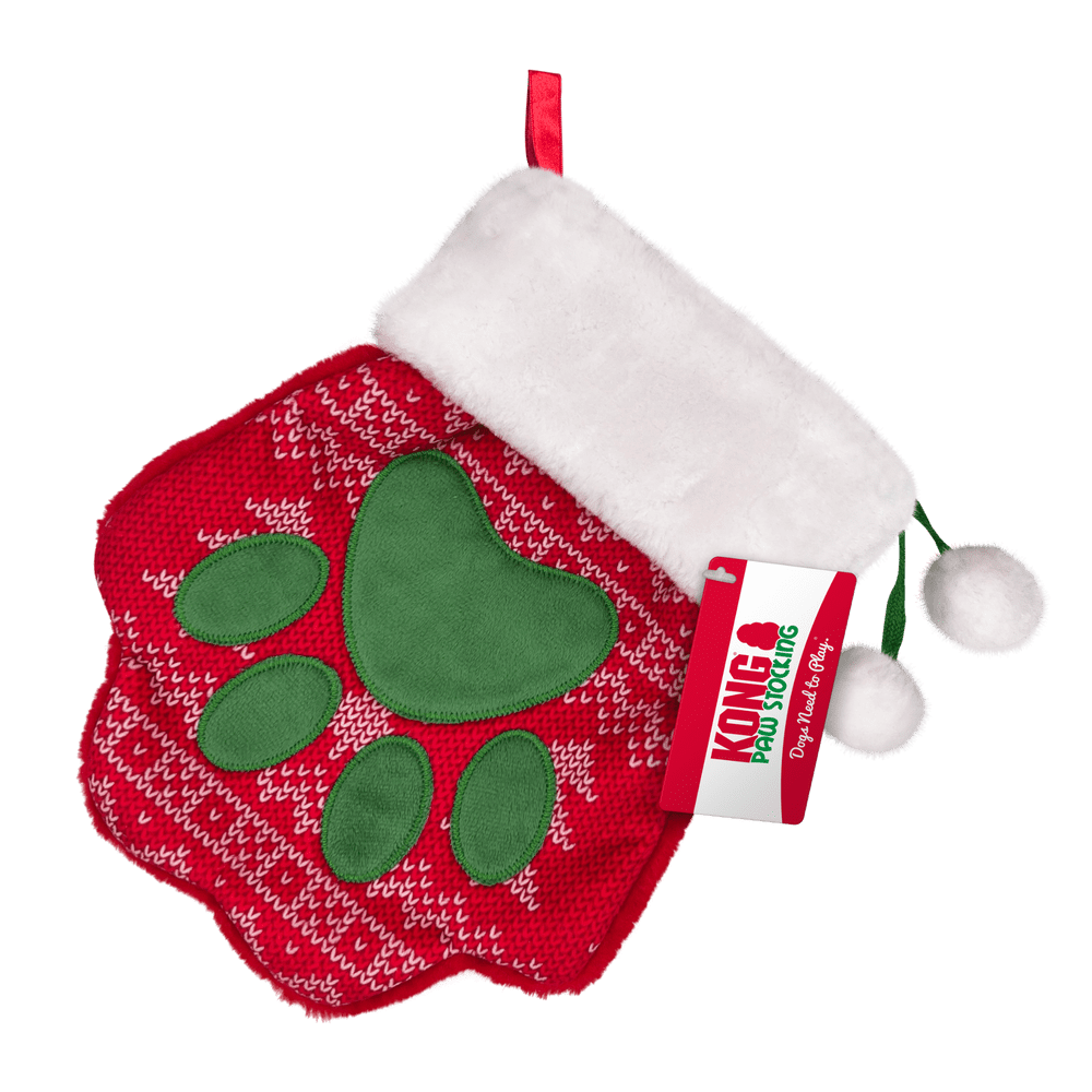 KONG Holiday Stocking Paw Large Festive Paw-Shaped Stocking for Toys ...