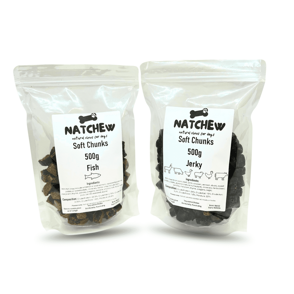 Natchew SOFT CHUNKS Dog Training Treat 500g - Jerky / Fish