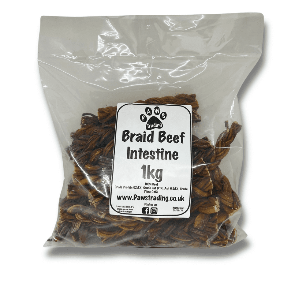 Natural Dog Chew Treat Beef Intestine Braided