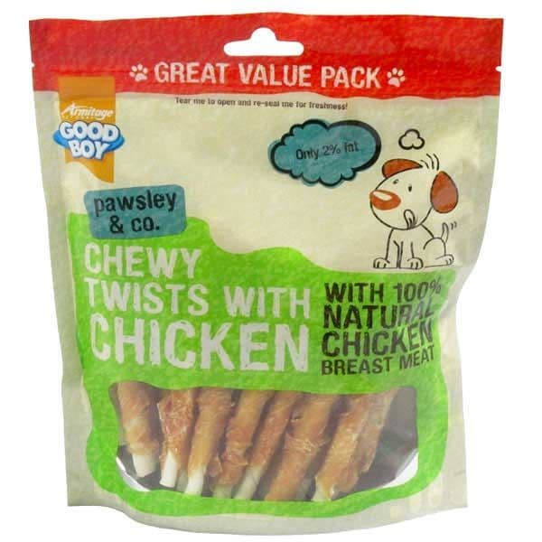 New Good Boy Pawsley Large Value Bag CHICKEN TWISTER Dog Treats 1