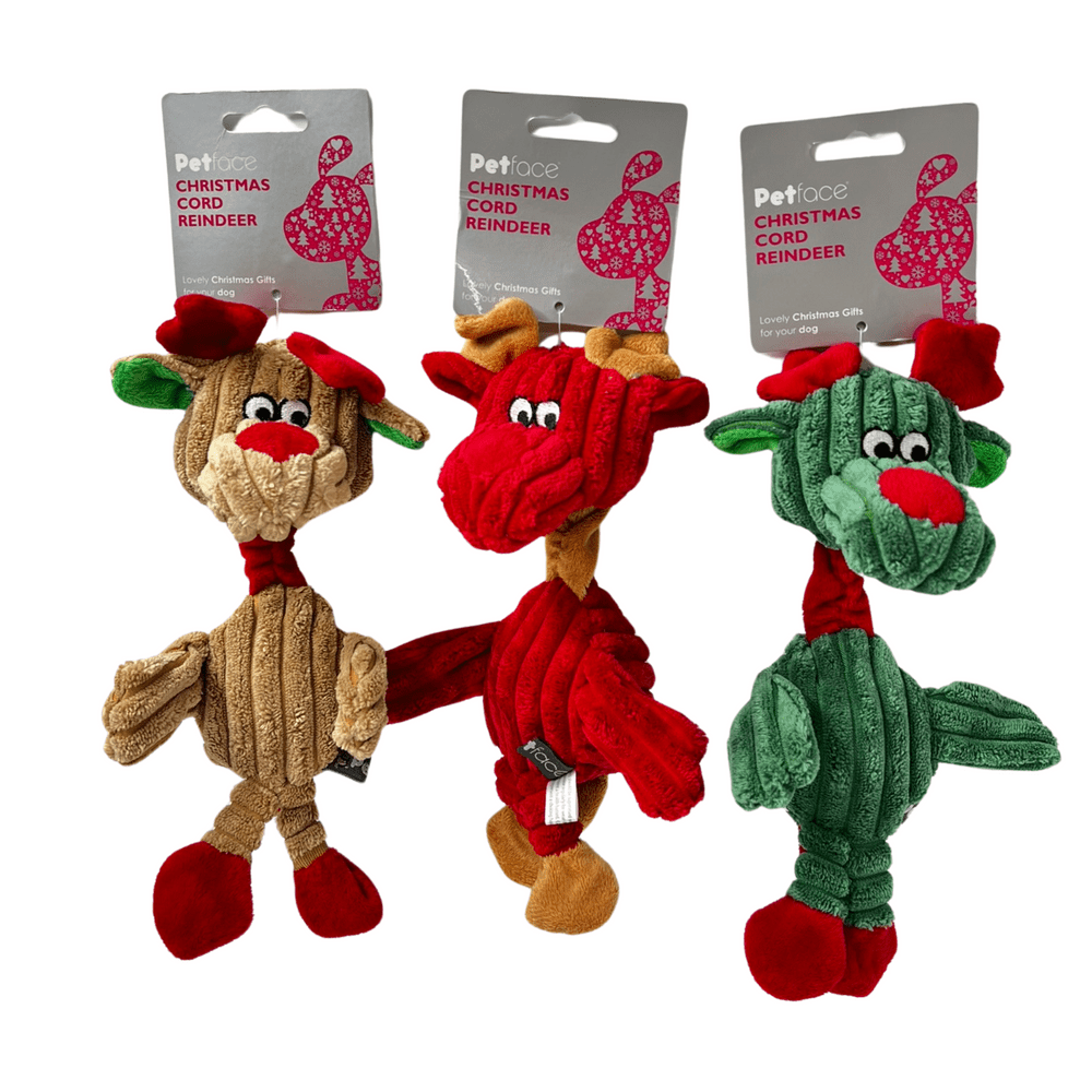 Petface Cord Reinder Soft Ball Body Dog Toy Christmas Xmas Stuffed Head