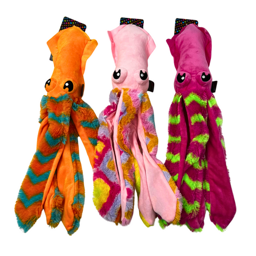 Squid Soft Plush Dog Toy Under Sea Animal Crinkle Squeaky Bright ...