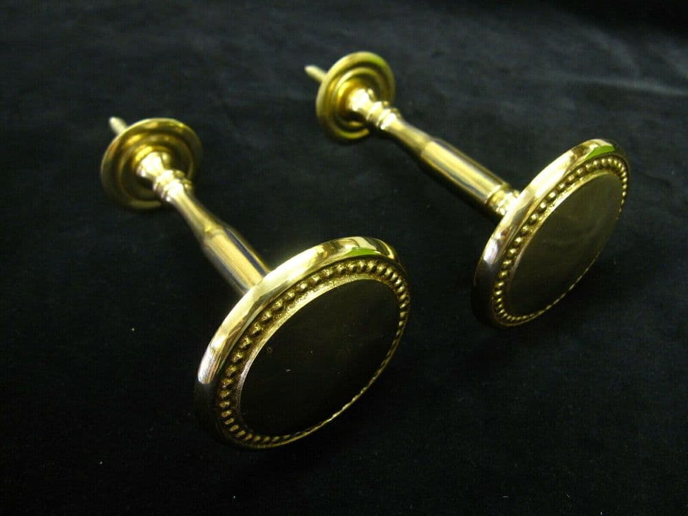 2 Brass Curtain Holdbacks Small post hold backs 10 cm x 6 cm Solid ...
