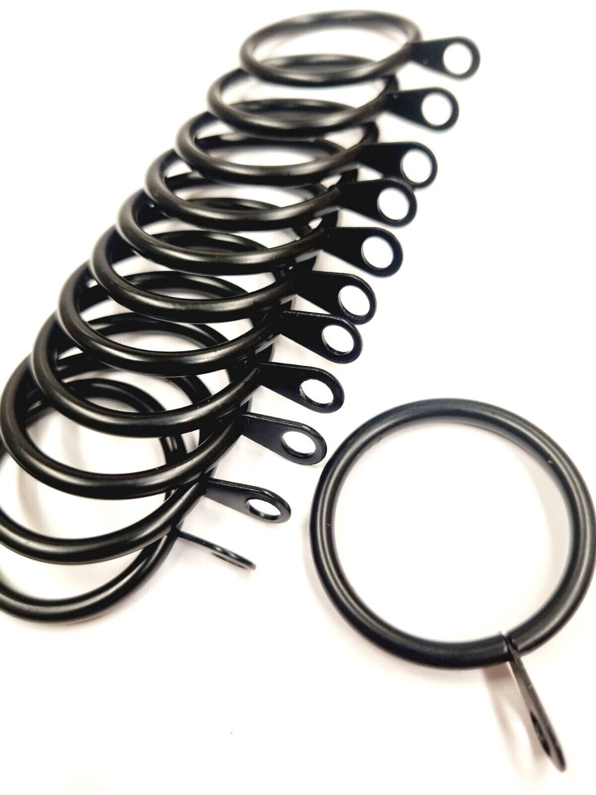 36 Black 19mm Curtain Pole Rings 3cm Internal Diameter Strong Metal Loop