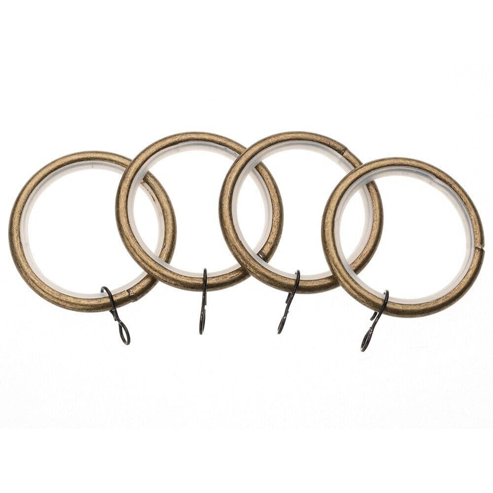Antique Brass Lined Curtain Pole Rings x4 for 28mm Universal Poles ...