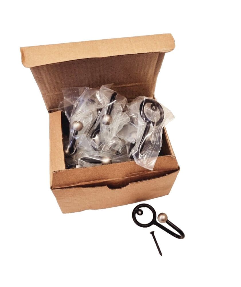 Box of 20 Black Wire Ball Hooks in Silver Bulk Job Lot Metal DIY ...