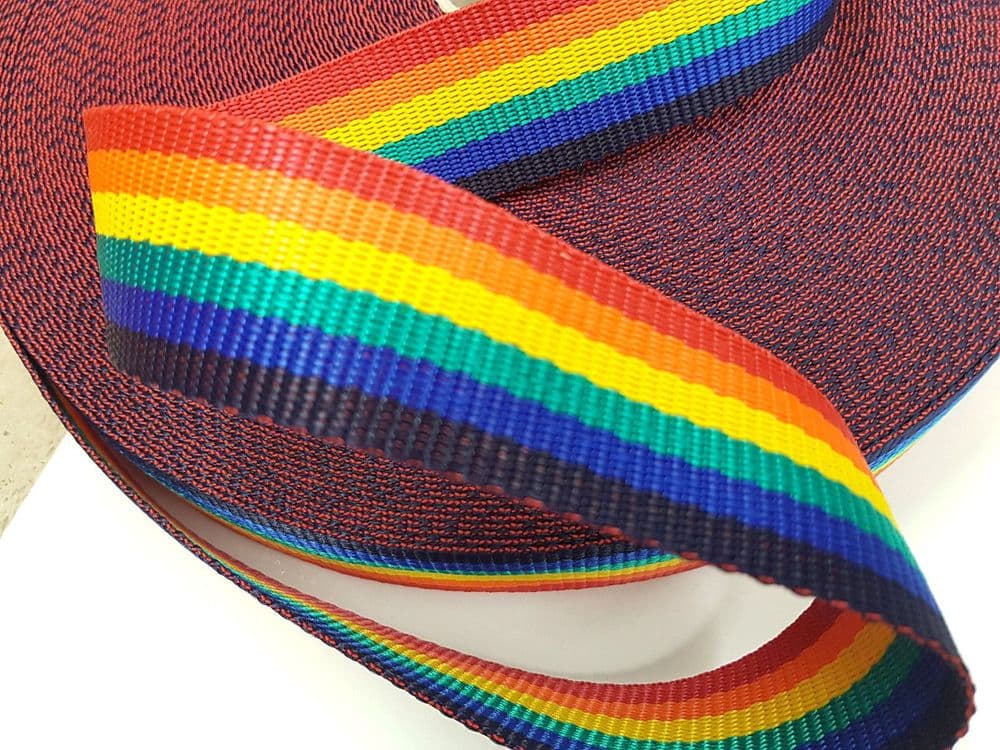 Bright Rainbow Webbing 50mt Reel 38mm Wide Upholstery Sewing Craft ...