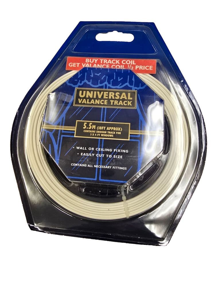 CURTAIN VALANCE TRACKING COIL RAIL WITH FITTINGS AND HOOKS UNIVERSAL 5 ...