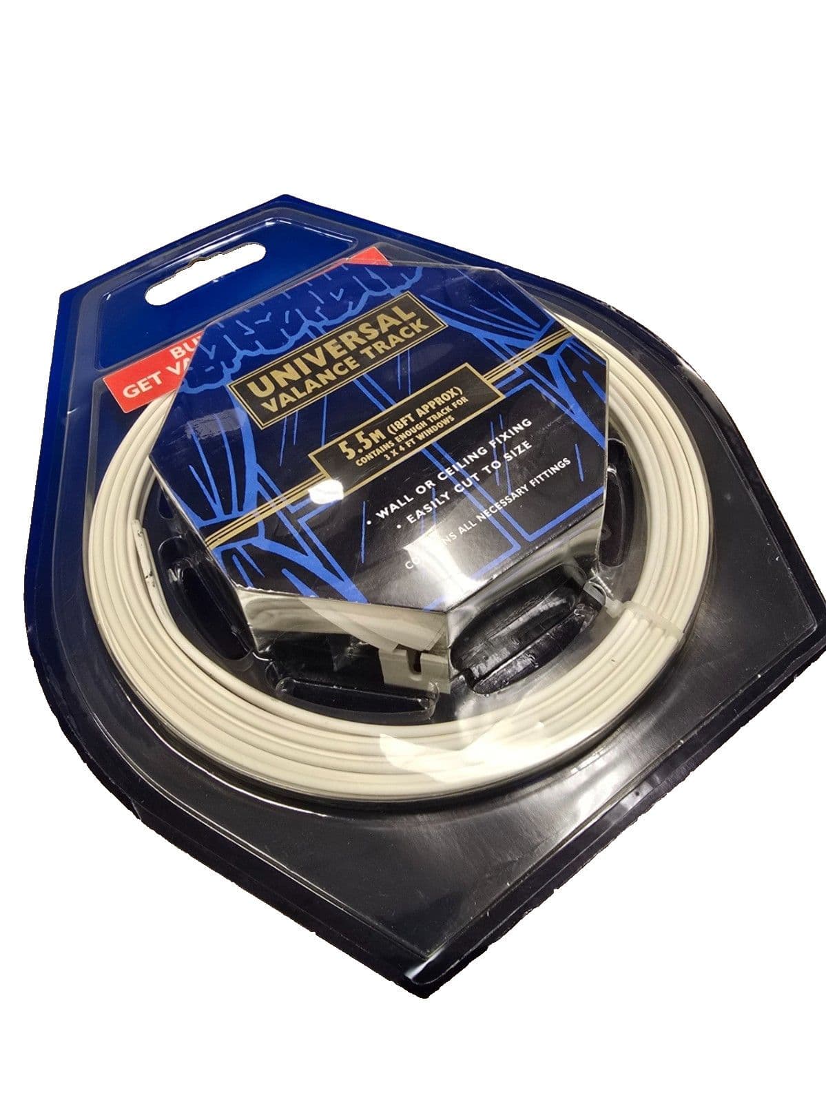 CURTAIN VALANCE TRACKING COIL RAIL WITH FITTINGS AND HOOKS UNIVERSAL 5 ...