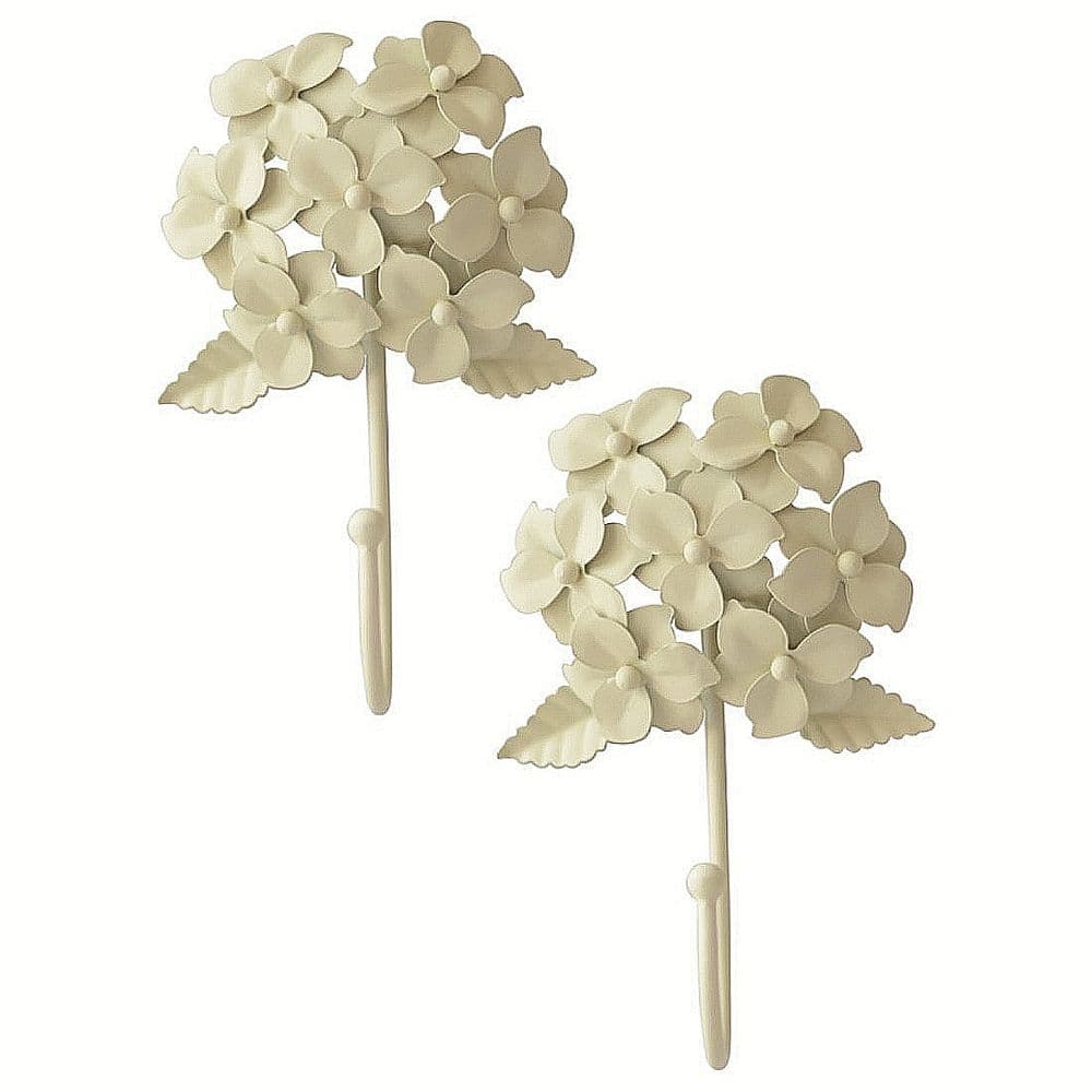 Laura Ashley Hydrangea Coat Hooks Cream Set of 2 Wall Hat Hooks H 175mm ...