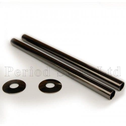 Cast Iron Radiator Pipe Shrouds 300mm - Black Nickel Finish