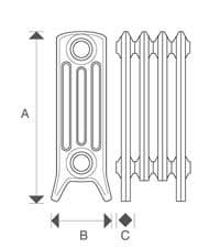 3 Column Cast Iron Radiators 450mm