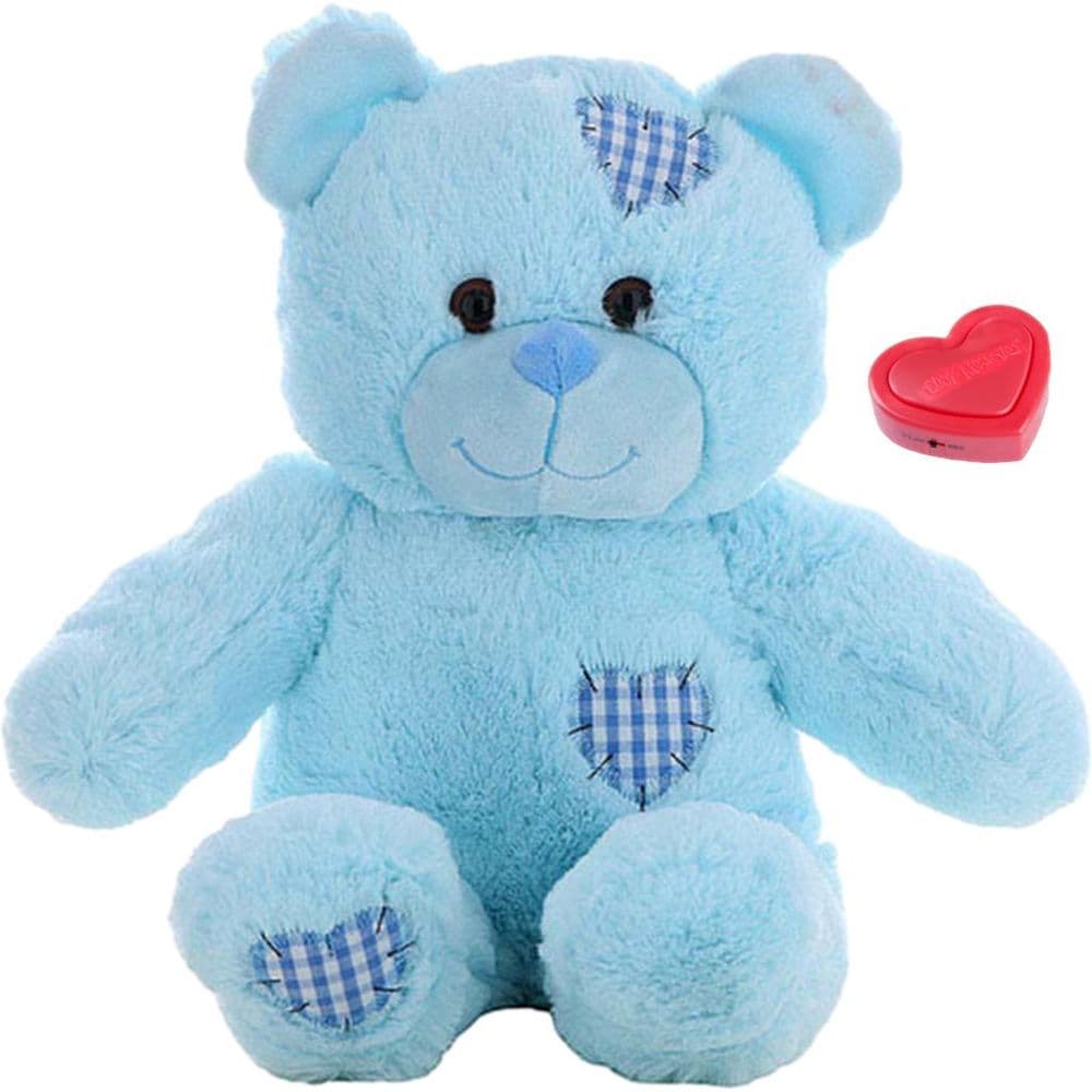 Blue Patch Teddy Voice Recording Bear - Patch Teddy Bear Soft Plush Toy ...