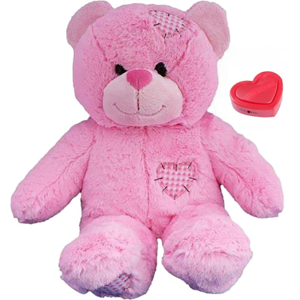 Pink Patch Teddy Voice Recording Bear - Patch Teddy Bear Soft Plush Toy ...