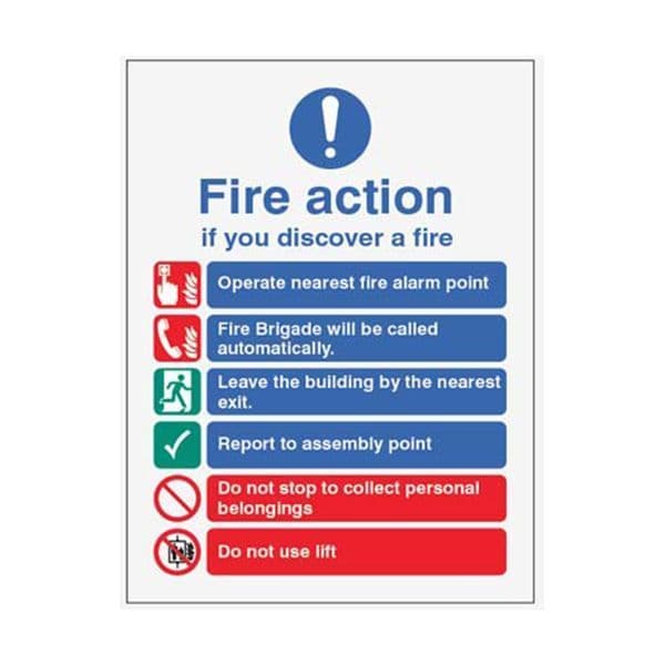 11408H Fire action auto dial with lift sign - Rigid Plastic 300x250mm