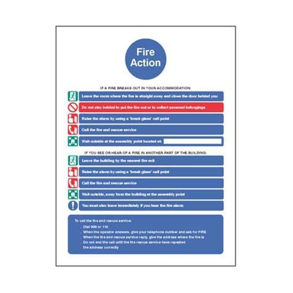 11414H Action notice communal alarm and simultaneous evacuation sign ...