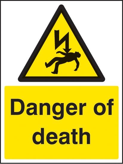 14013K Danger of death Rigid Plastic 400x300mm Safety Sign