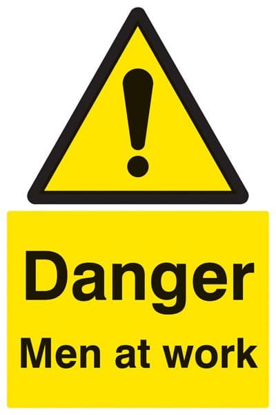 14201P Danger men at work Rigid Plastic 600x400mm Safety Sign
