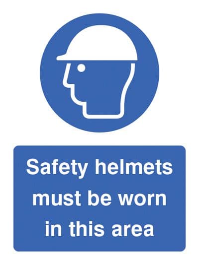 15016K Safety helmets must be worn in this area Rigid Plastic 400x300mm ...