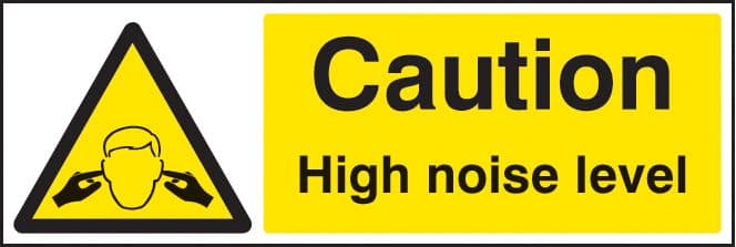 15220M Caution high noise level Rigid Plastic 600x200mm Safety Sign