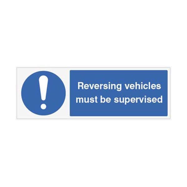 15486M Reversing vehicles must be supervised sign - Rigid Plastic 600x200mm