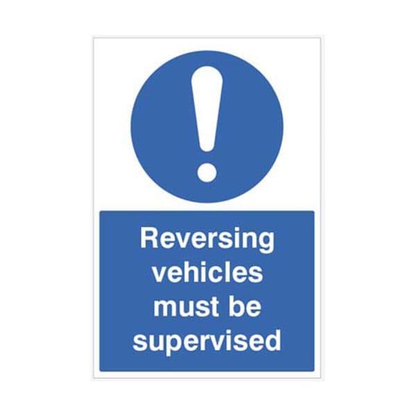 15486P Reversing vehicles must be supervised sign - Rigid Plastic 600x400mm