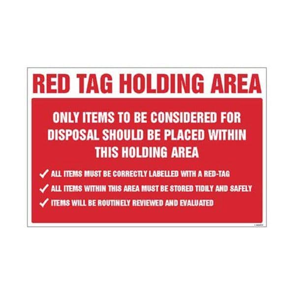 15944P Red Tag Holding Area Items for disposal sign - Rigid Plastic ...