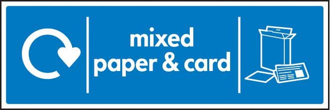 16636M WRAP Recycling Sign - Mixed Paper & Card Rigid Plastic 600x200mm ...