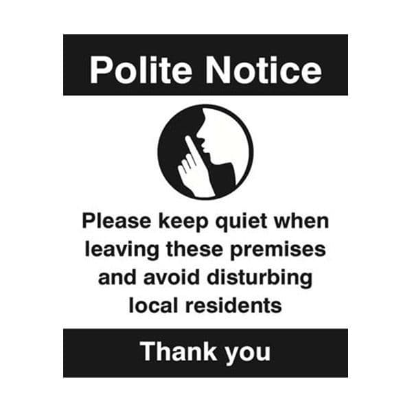 17105H Polite notice Please keep quiet when leaving sign - Rigid ...