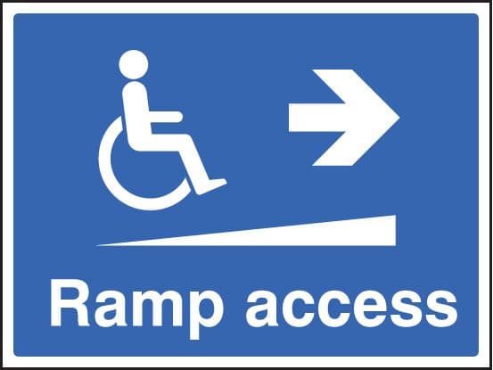 17602K Ramp access right Rigid Plastic 400x300mm Safety Sign