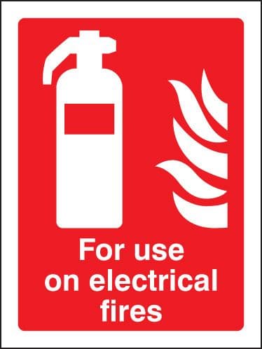 21038E For use on electrical fires Self Adhesive Vinyl 200x150mm Safety ...
