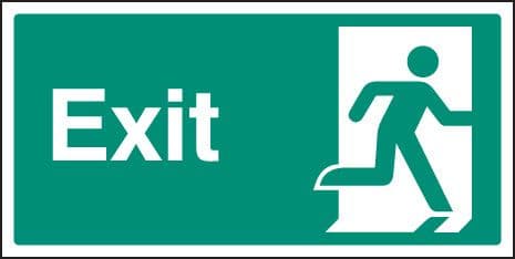 22036J Exit - right symbol Self Adhesive Vinyl 400x200mm Safety Sign