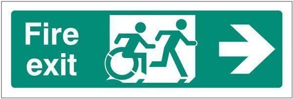 22163L Disabled fire exit arrow right - inclusive design Safety Sign