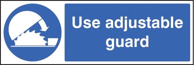 25406G Use adjustable guards Self Adhesive Vinyl 300x100mm Safety Sign
