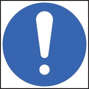 25412F Exclamation mandatory Self Adhesive Vinyl 200x200mm Safety Sign