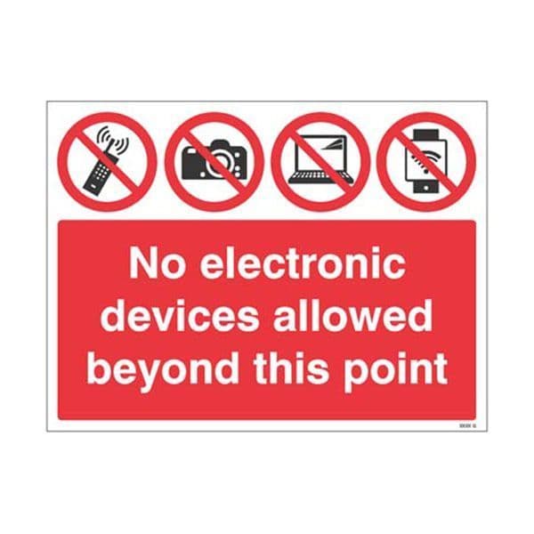 25475K No electronic devices allowed beyond this point sign - Self ...