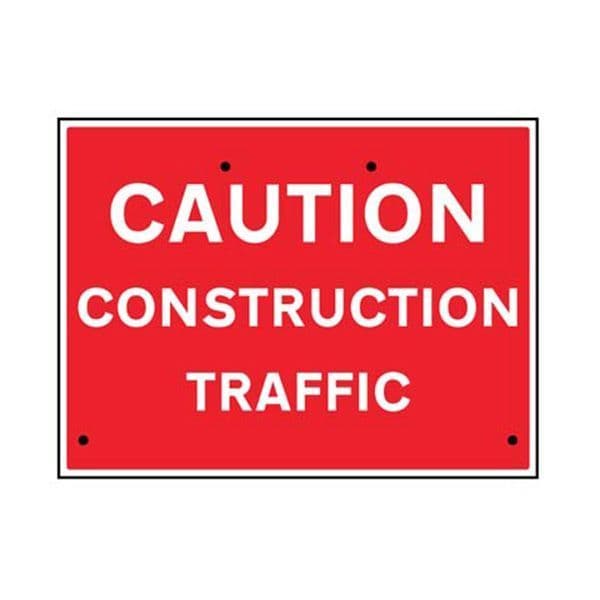 56450 Caution construction traffic 600x450mm Re-Flex Sign 3mm ...