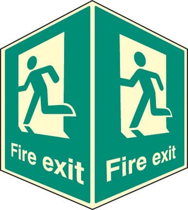 58008 Fire exit - projecting sign photoluminescent 150x200mm Safety Sign
