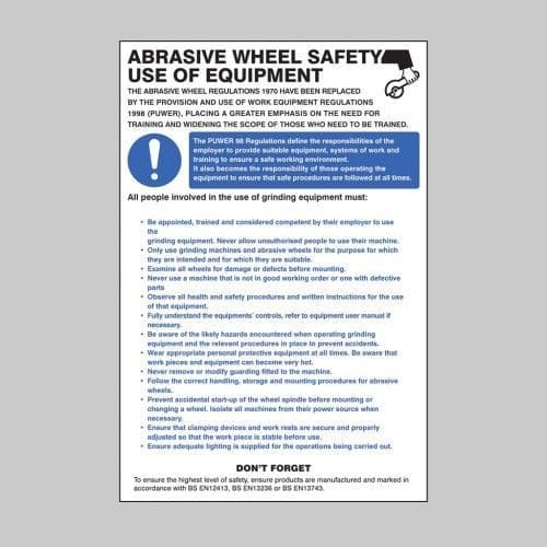 58125 Abrasive wheel regulations poster 400x600mm Safety Sign